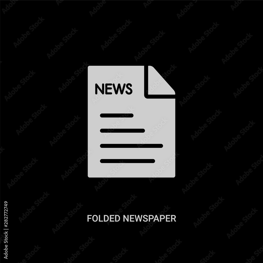 white folded newspaper vector icon on black background. modern flat ...