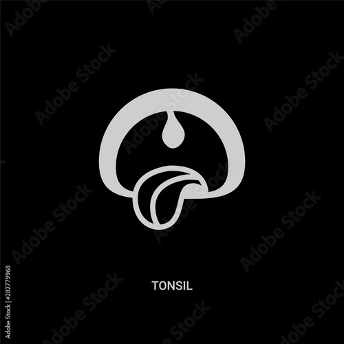 white tonsil vector icon on black background. modern flat tonsil from ...