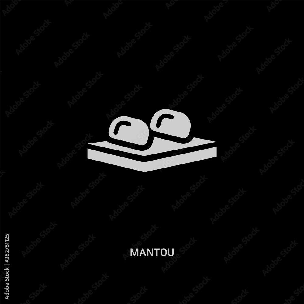 white mantou vector icon on black background. modern flat mantou from ...