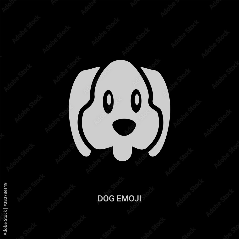 white dog emoji vector icon on black background. modern flat dog emoji ...