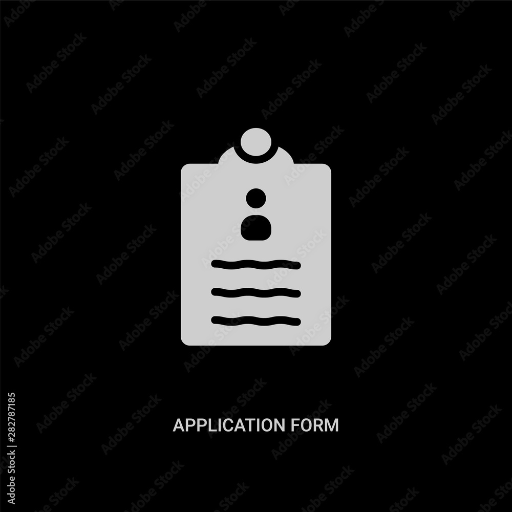 white application form vector icon on black background. modern flat ...