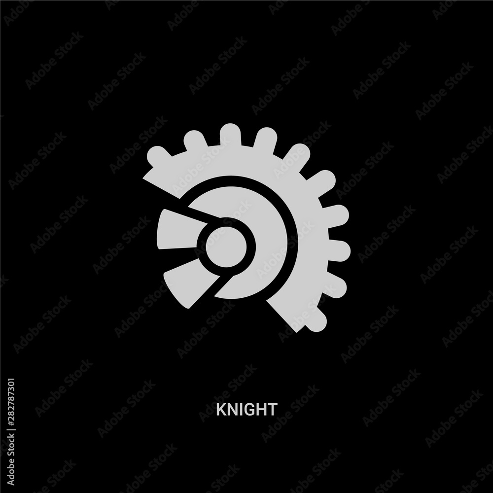 white knight vector icon on black background. modern flat knight from ...