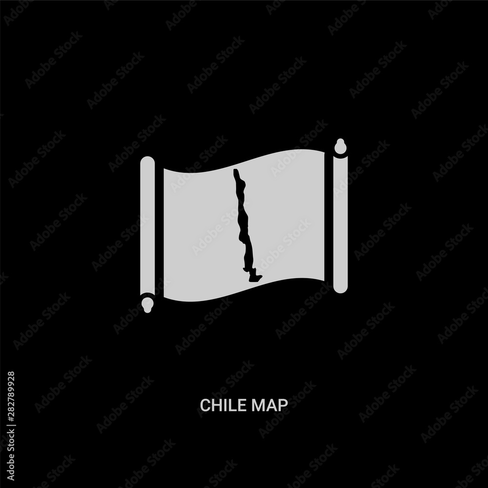 white chile map vector icon on black background. modern flat chile map ...