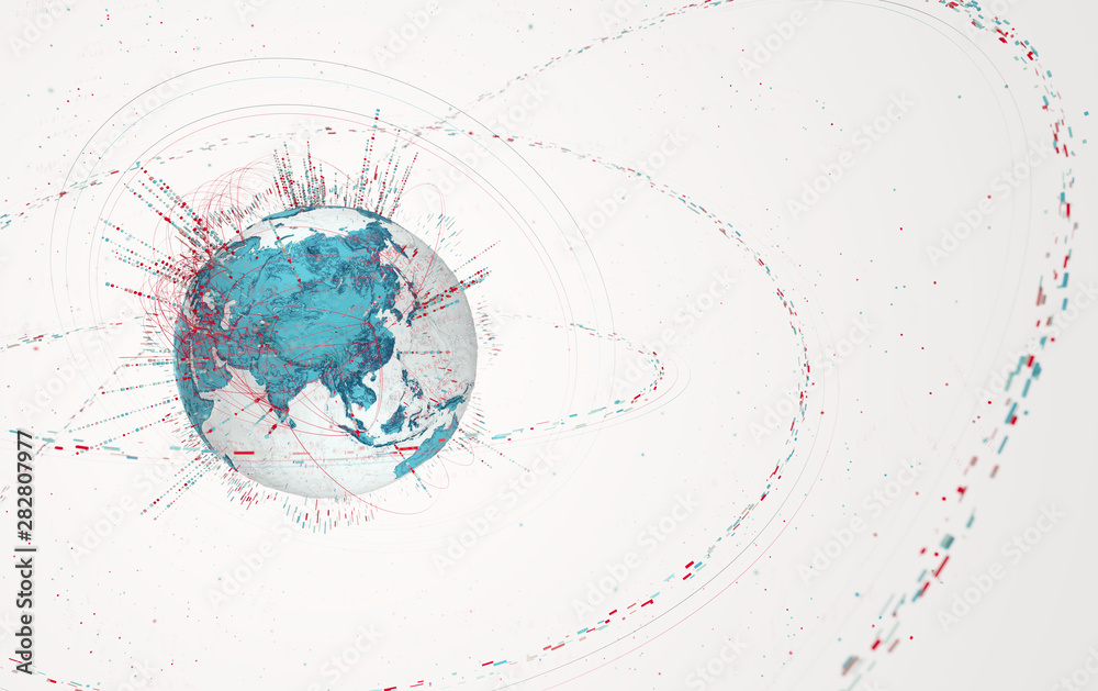 3d data globe - abstract illustration of a scientific technology data ...