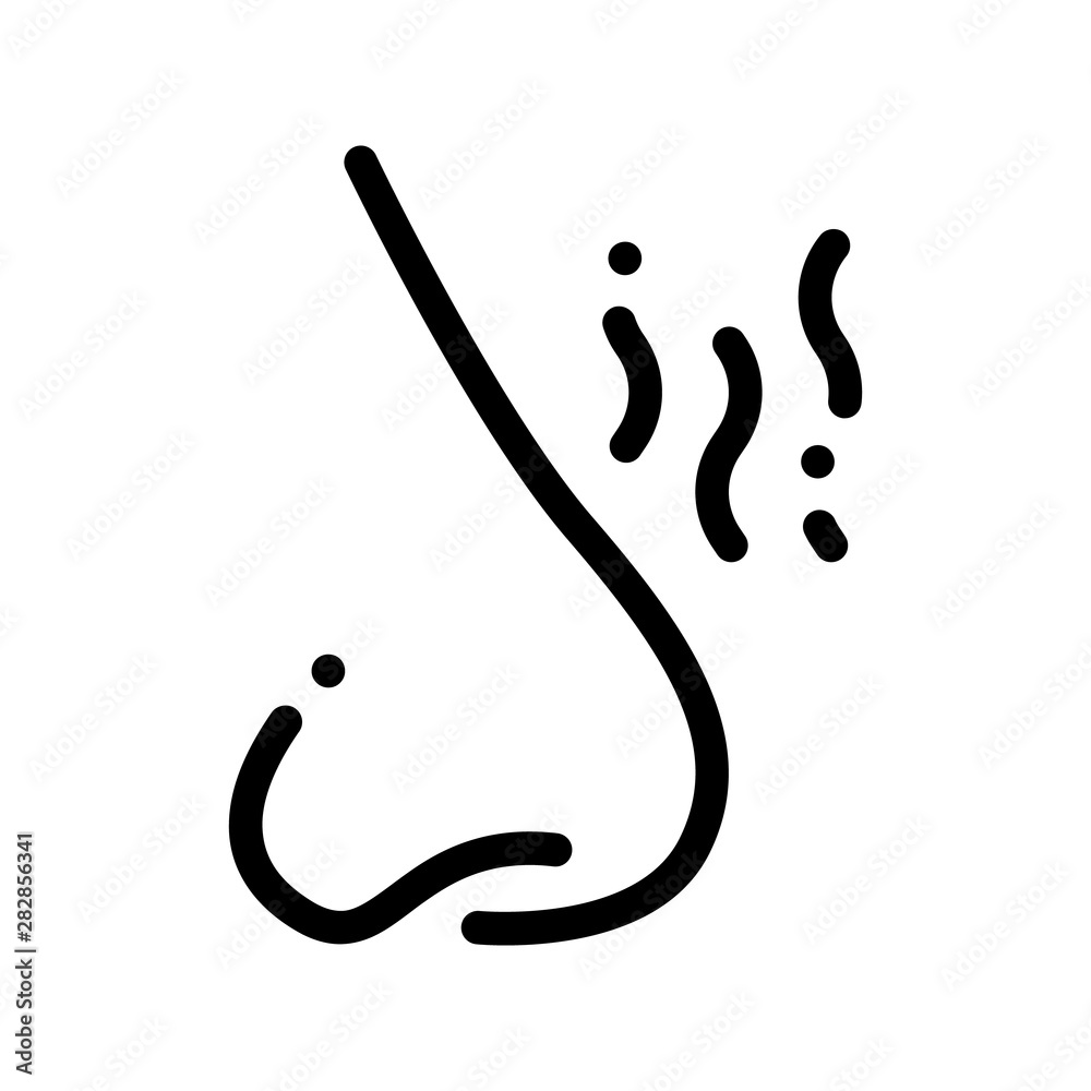 Increased Sense Of Smell Symptomp Vector Icon Thin Line Sign. Nose And ...