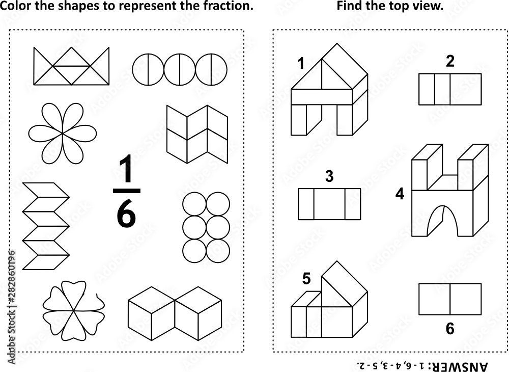 Two visual math puzzles and coloring pages. Color the shapes to ...