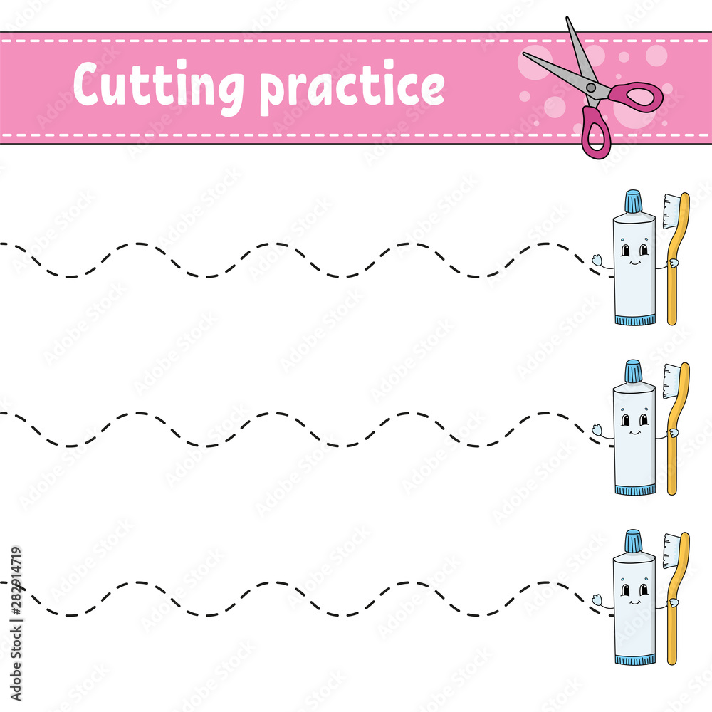 Cutting practice for kids. Education developing worksheet. Activity ...