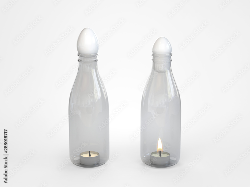 Egg in a bottle science experiment isolated. Boiled and peeled egg ...