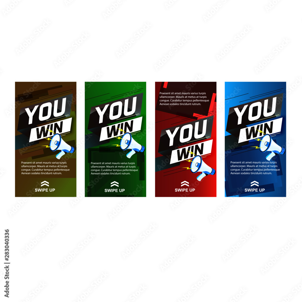 You win word concept vector illustration with megaphone and 3d style ...