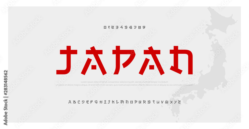 Japanese modern style alphabet font typeface. Typography japan asian ...