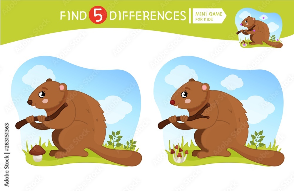 Find differences. Educational game for children. Cartoon vector ...