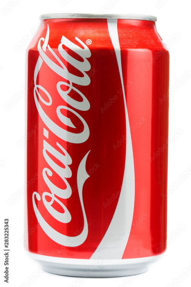 Can of Coca-Cola with white background. Coca-Cola is a carbonated soft ...