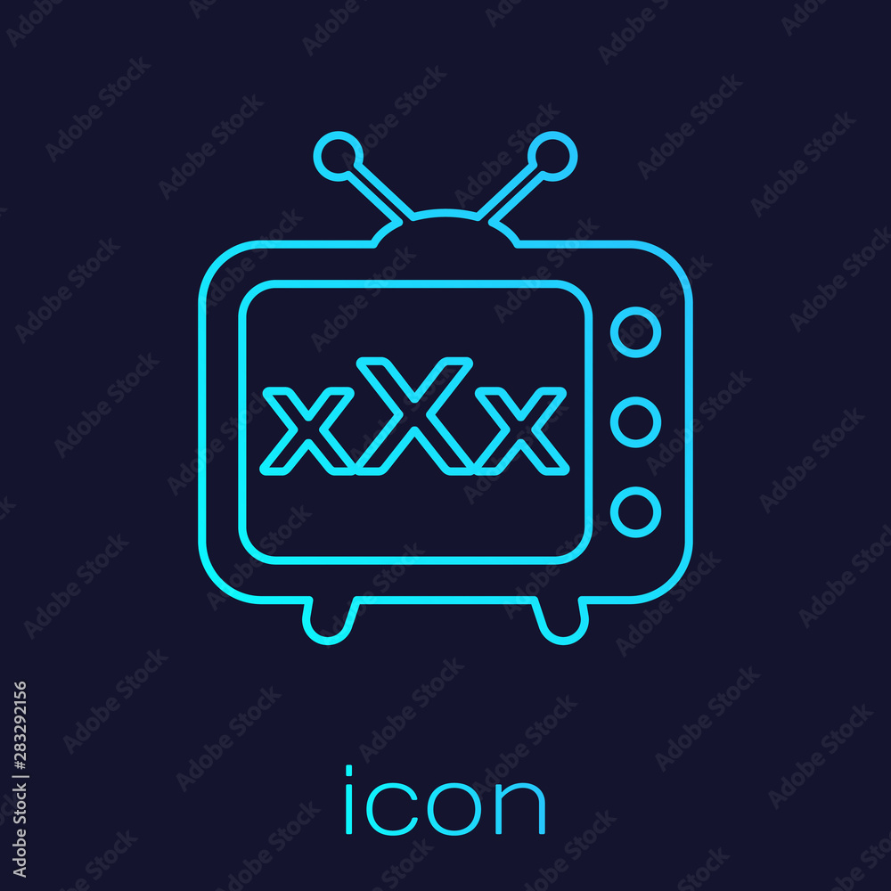 Turquoise line XXX tv old television icon isolated on blue background ...