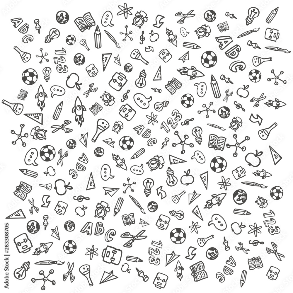 Back to School seamless pattern with Hand-Drawn Doodles. sketch element ...