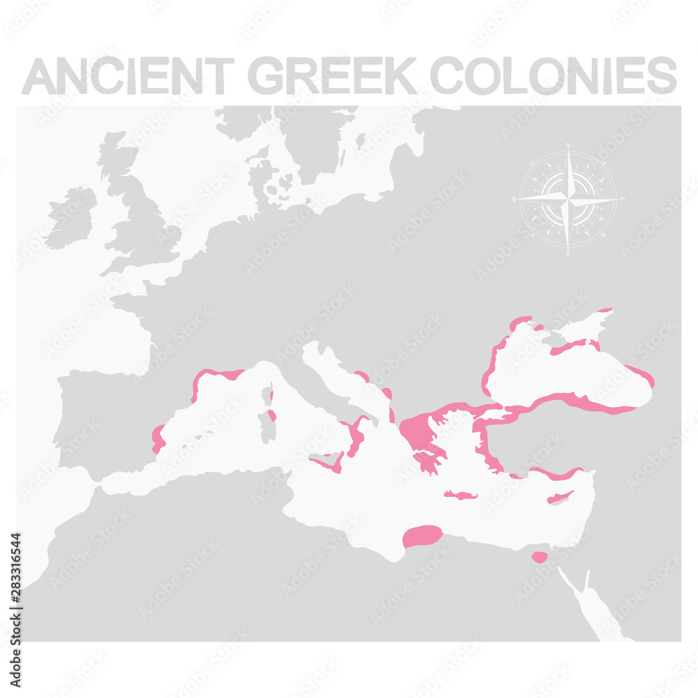 vector map of the Ancient Greek colonies Stock Vector | Adobe Stock