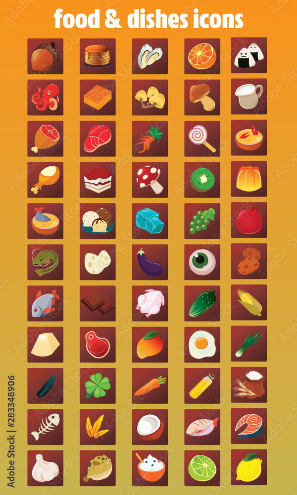 Vector Illustration of GUI Food dishes icon pack Stock Vector | Adobe Stock