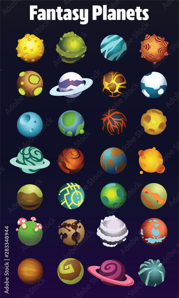 Vector Illustration of GUI Fantasy Planet icon packVector Illustration ...
