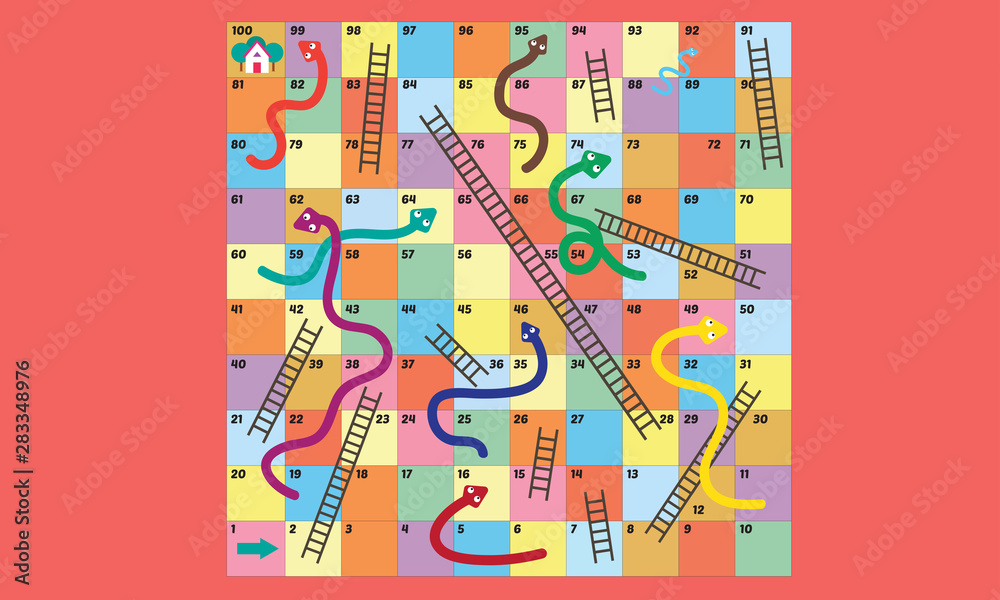 Vector illustration of Puzzle game Snake ladder Stock Vector | Adobe Stock