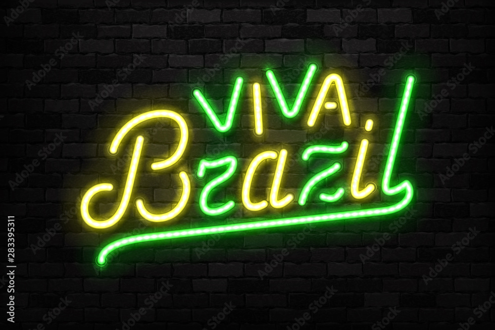 Vector realistic isolated neon sign of Viva Brazil logo for template ...