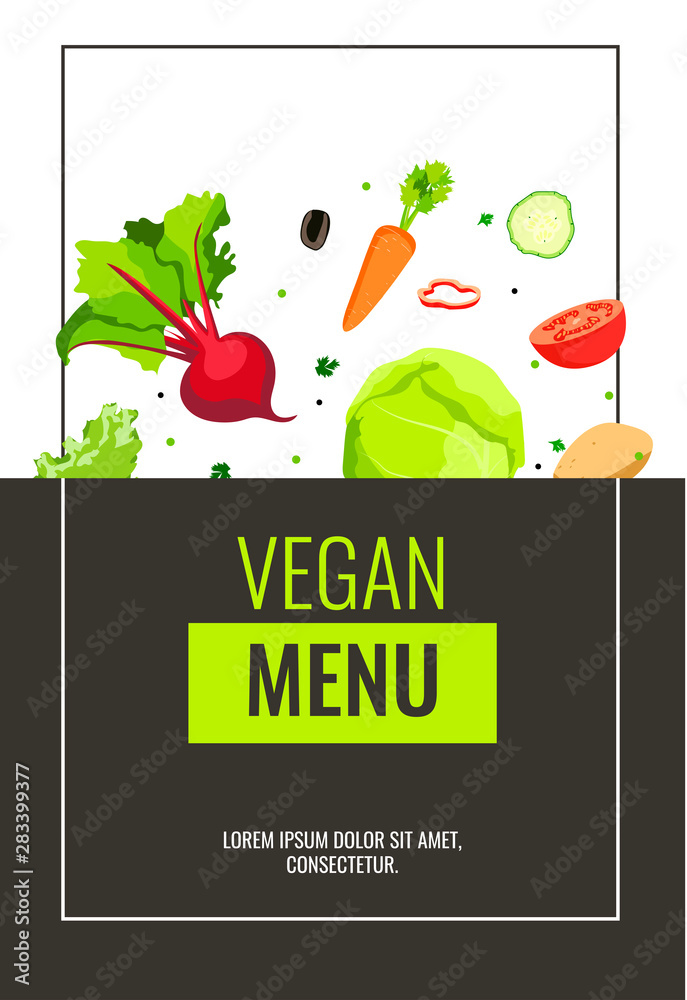 Restaurant menu, flyer, brochure design template with fresh vegetables ...