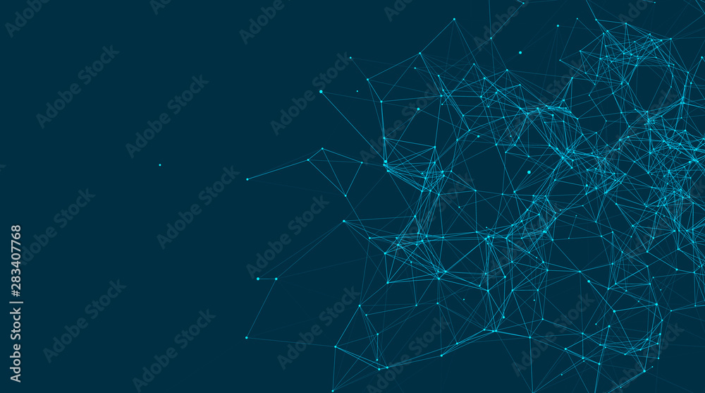 Abstract connections are in space. Background with connecting dots and ...