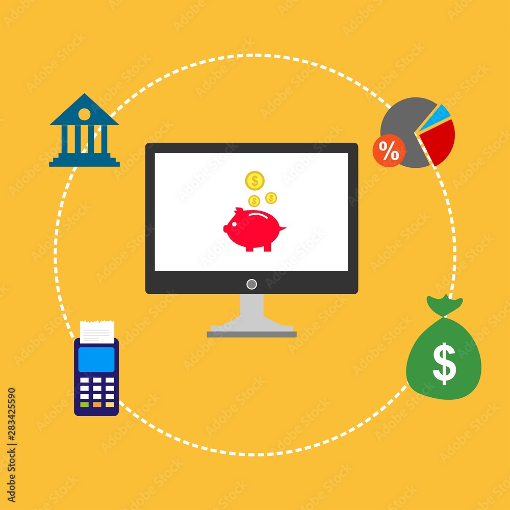 Online Shopping process infographic showing the choice of merchandise ...