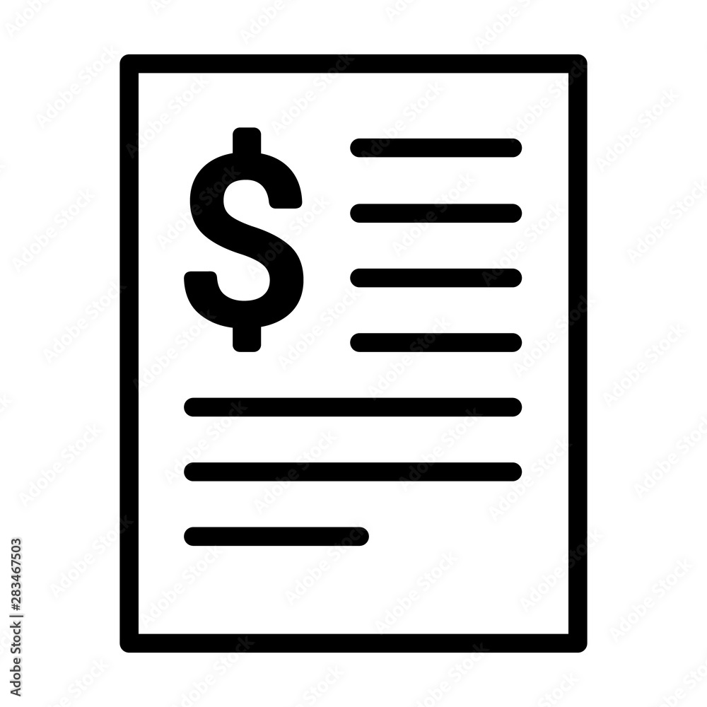 Bill statement or expense invoice line art vector icon for financial ...