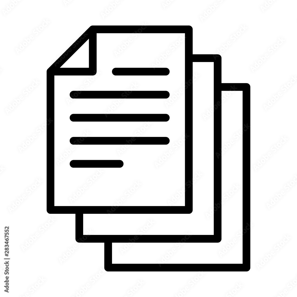 Bunch of notes or stack of documents line art vector icon for apps and ...