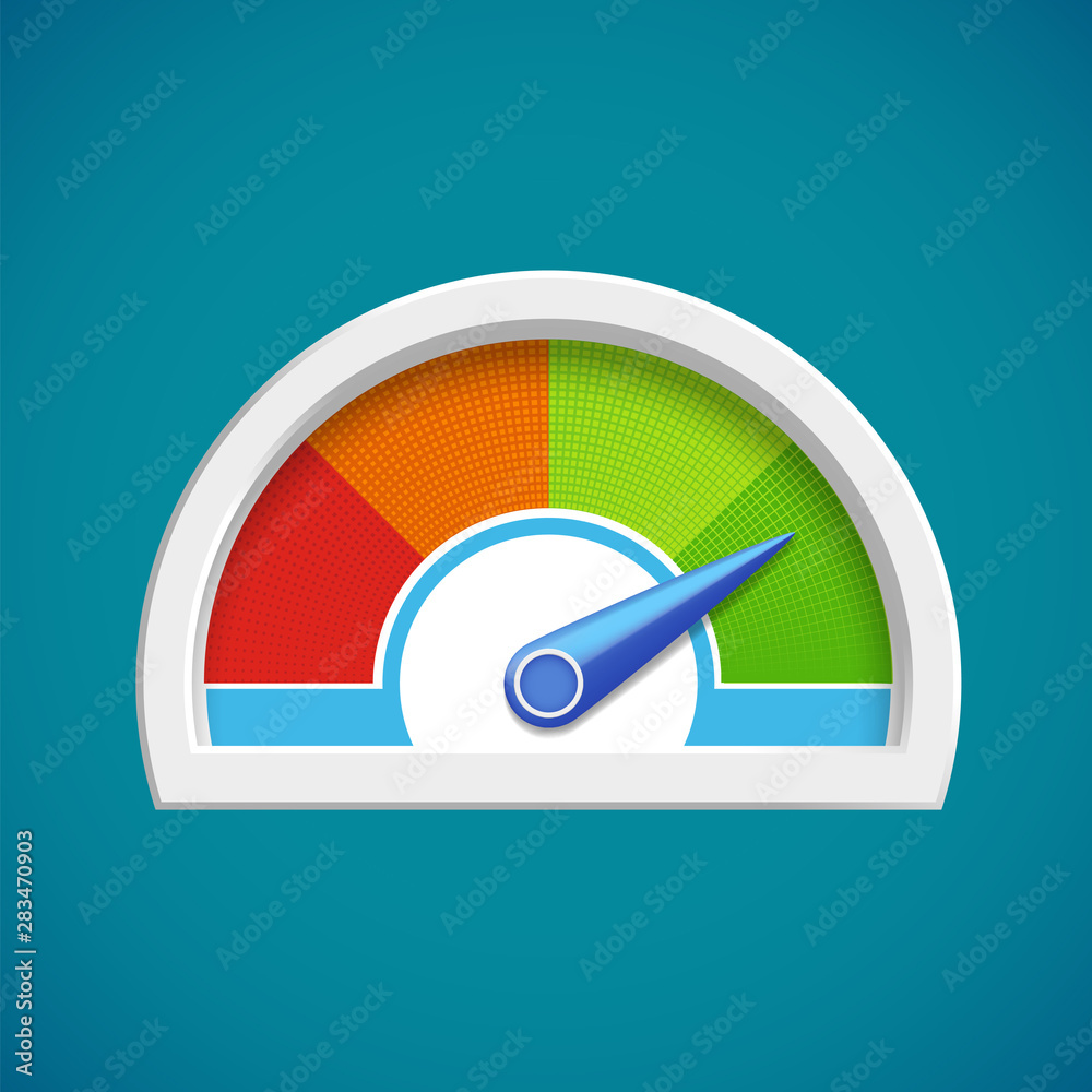 Score rating scale with arrow. Icon gauge with a speedometer Stock ...