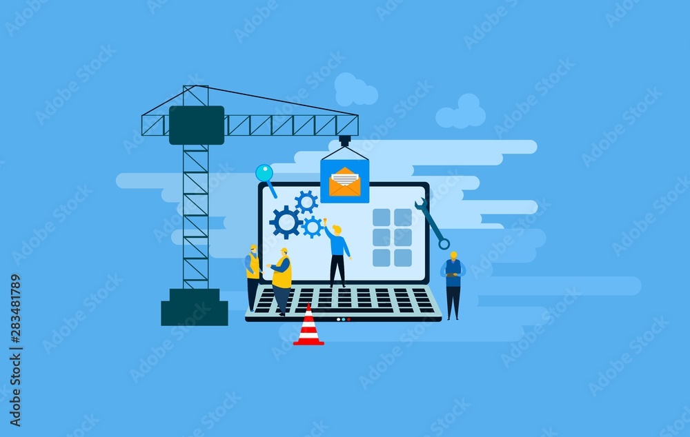 Website is under construction vector illustration concept, developer ...