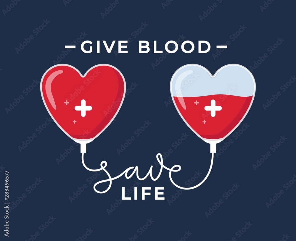 Give blood save life poster vector illustration. Heartshaped droppers ...