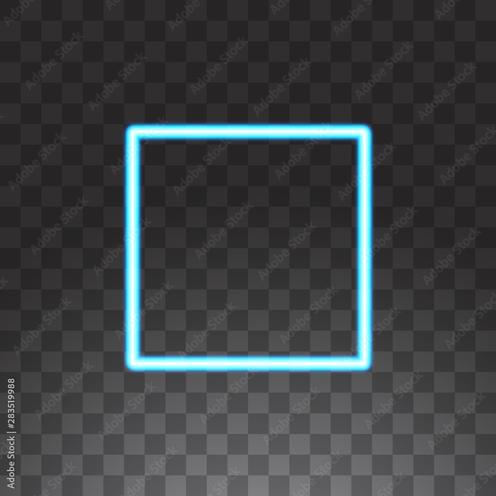 Abstract square blue neon frame, vector illustration, isolated on ...