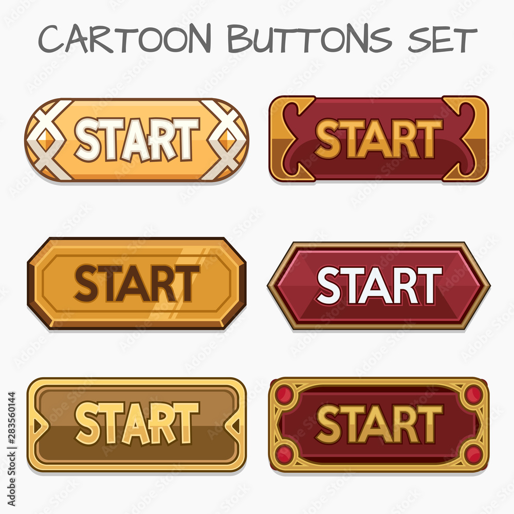Cartoon buttons set game.Vector illustration Stock Vector | Adobe Stock