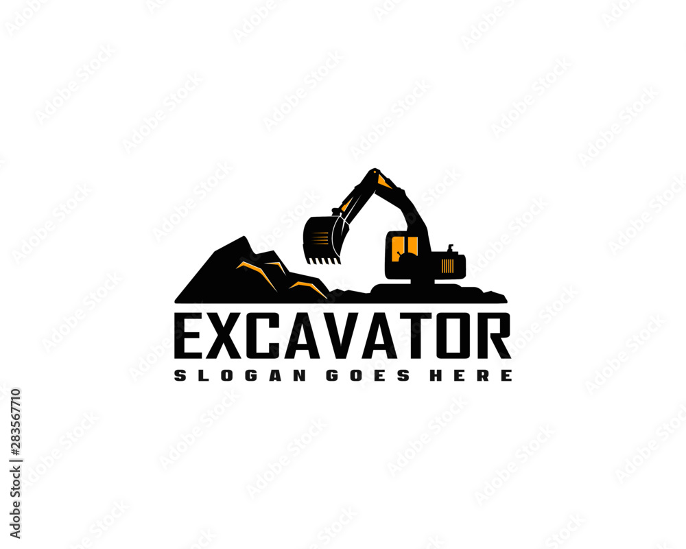 Excavator logo template vector. Heavy equipment logo vector for ...