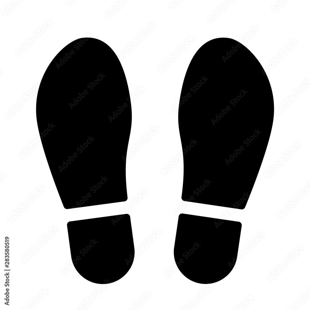 Blsck Footsteps Icon Template Shoes Print Symbol Sign Vector