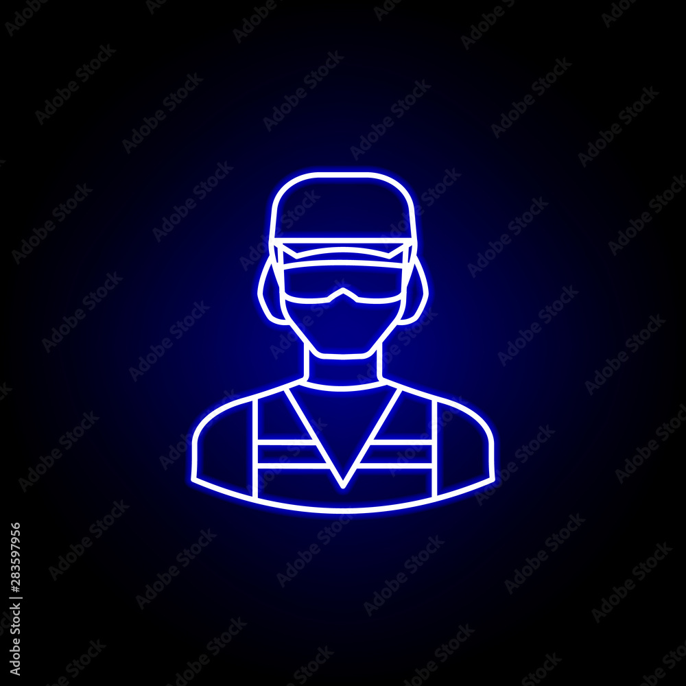 avatar shooter line icon in blue neon style. Signs and symbols can be ...