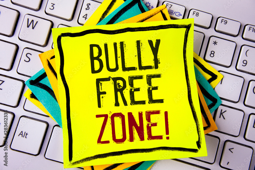 Foto de Stock Writing note showing Bully Free Zone Motivational Call ...