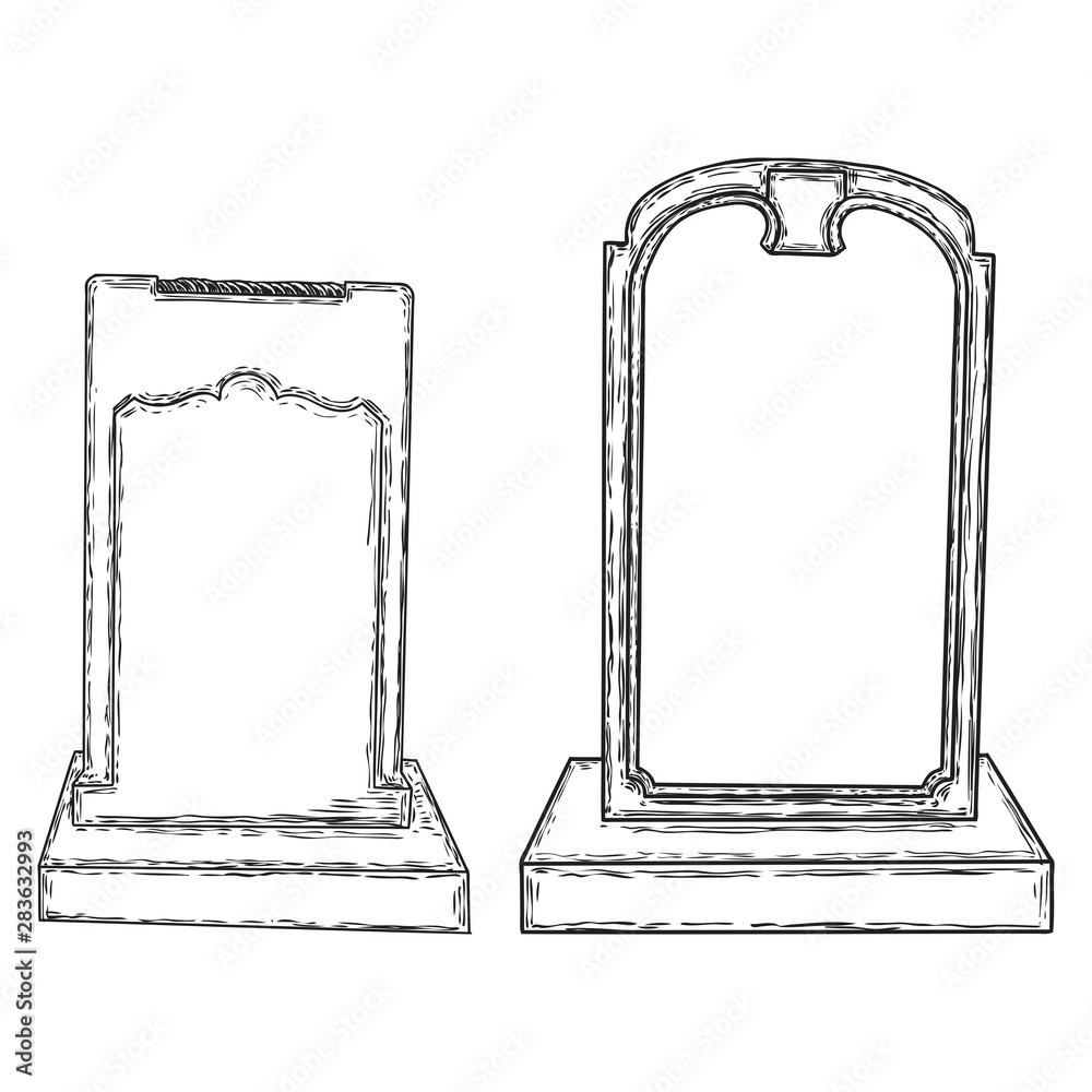 Set of tomb stone drawing. Grave for dead as Halloween tombstones prop ...