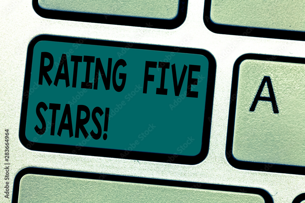 Text sign showing Rating Five Stars. Conceptual photo indicating ...