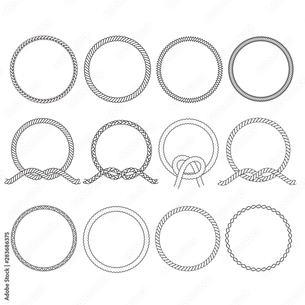Round rope frame. Circle ropes, rounded border and decorative marine ...