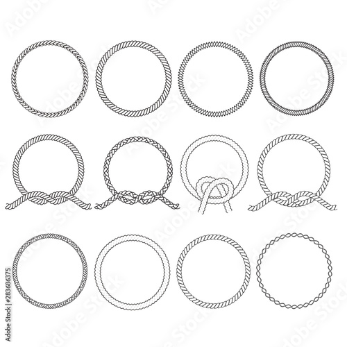 Round rope frame. Circle ropes, rounded border and decorative marine ...