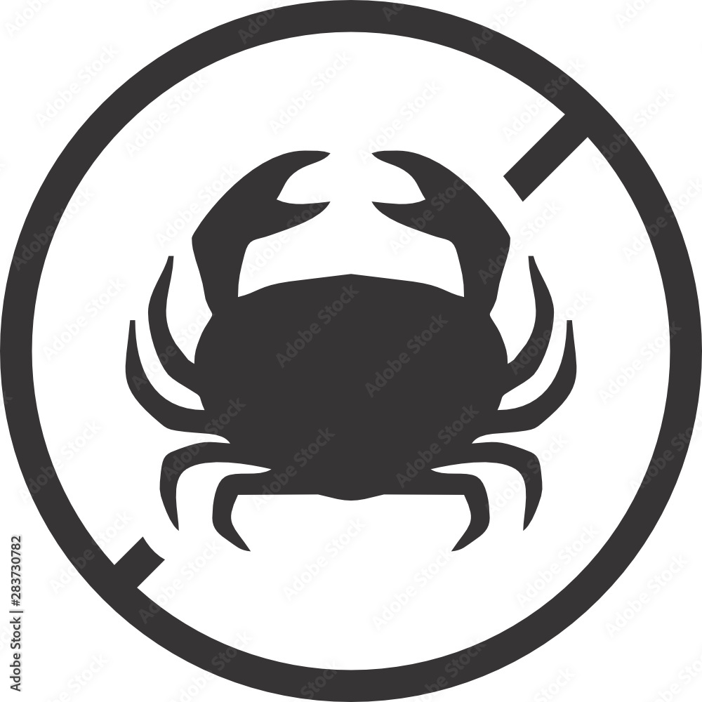 Praca wektorowa bez tantiem: Crustacean Free Symbol for Food Packaging ...