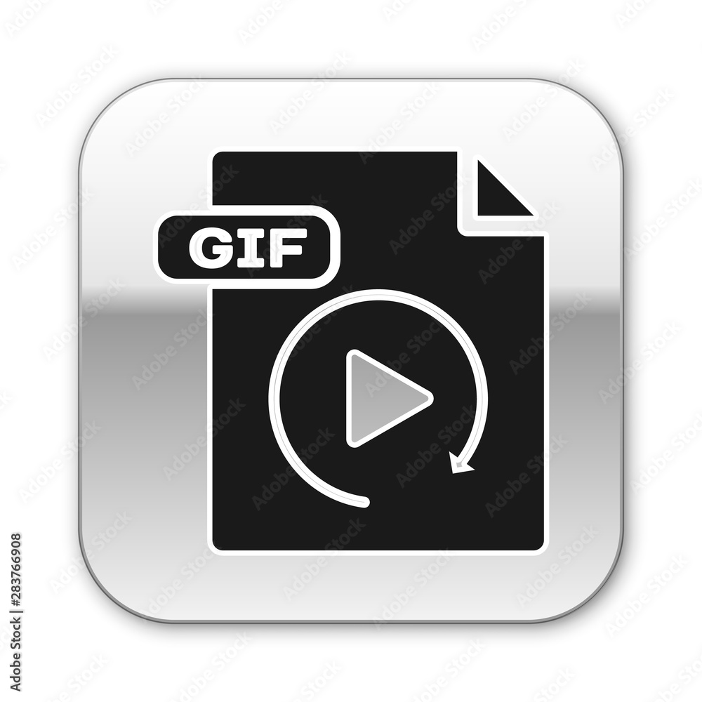 Black GIF file document. Download gif button icon isolated on white ...