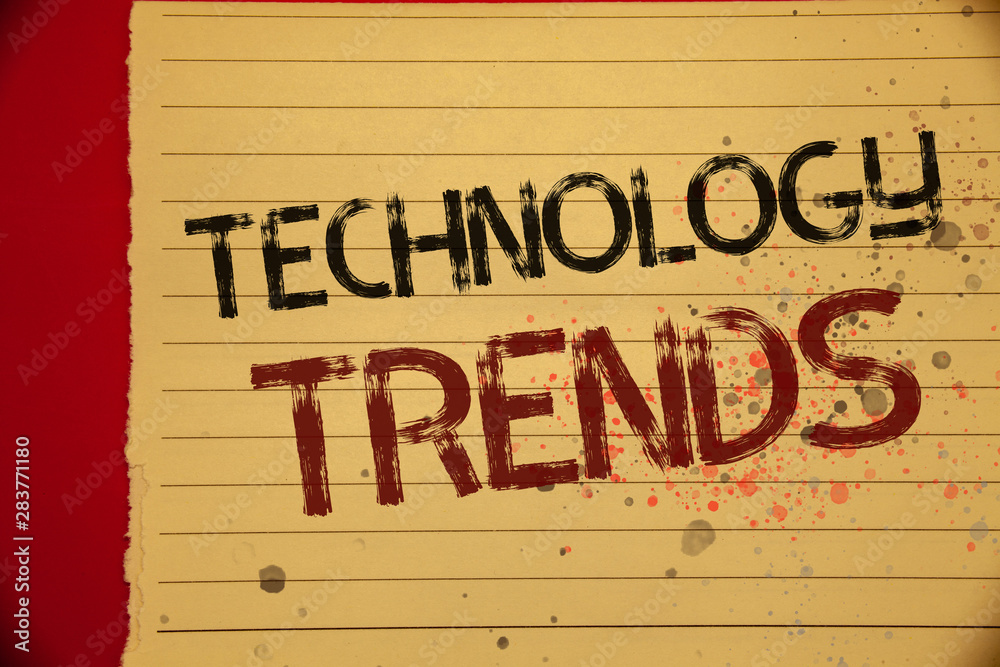 Handwriting text Technology Trends. Concept meaning Trending Modern ...