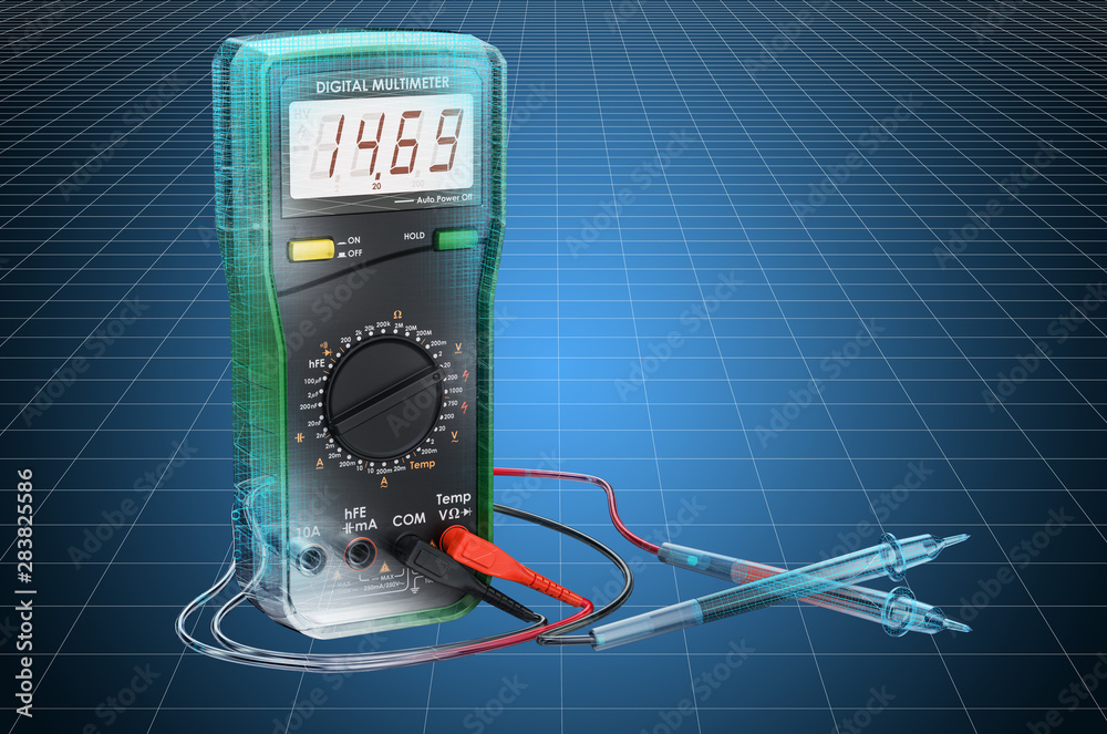 Visualization 3d cad model of digital multimeter. 3D rendering Stock ...