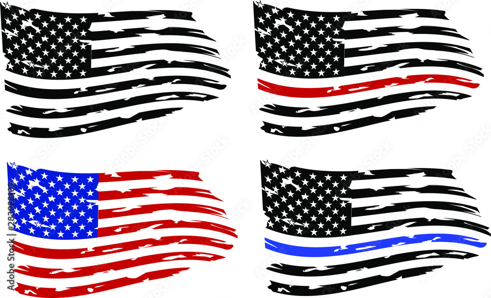 Distressed american flags eps10 Clip Art, Distressed american flags set ...