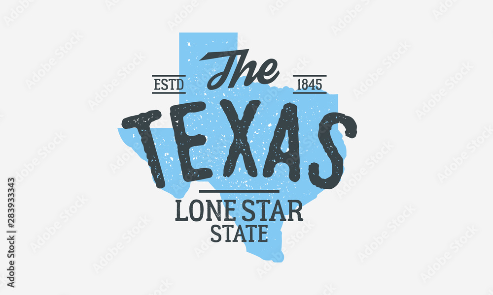 Texas - The Lone Star State. Texas state logo, label, poster. Vintage ...