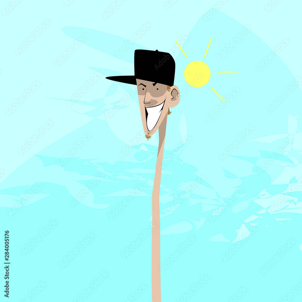 Vector de Stock funny cartoon illustration of a man with his head in ...