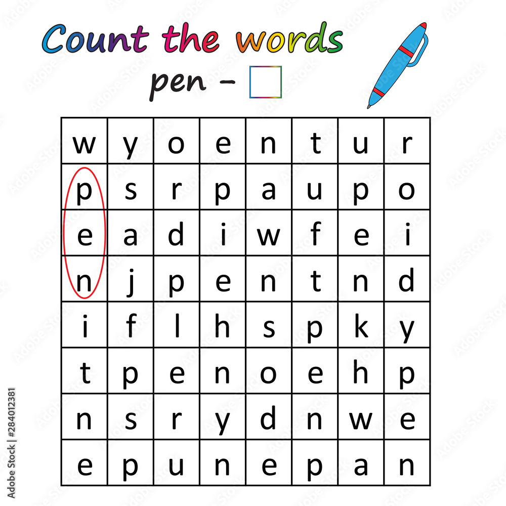 Worksheet. Game for kids - find and count the words. Visual Educational ...