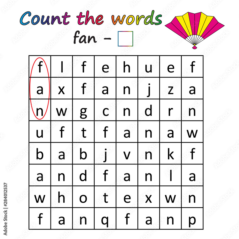 Worksheet. Game for kids - find and count the words. Visual Educational ...